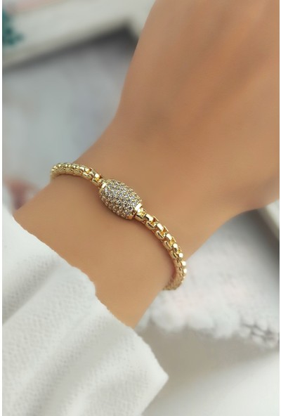 ÇLK Accessories Zirkon Taşlı Tüp Zincir Bileklik TRBILEK7783 B33503