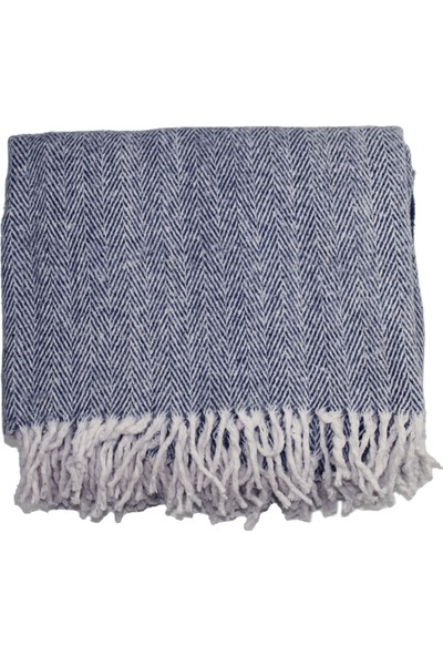 Ilgın Home Balıksırtı desenli pamuklu tek kişilik 150 x 200 cm battaniye