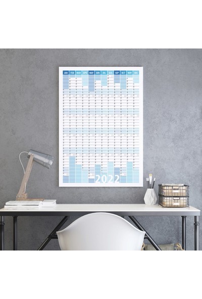 Bi'aldım 2022 Yıllık Planlayıcı Duvar Takvimi 50X70 cm Mavi Çizgili Bi'aldım 2022 Yıllık Planlayıcı Duvar Takvimi 50X70 cm Mavi Çizgili