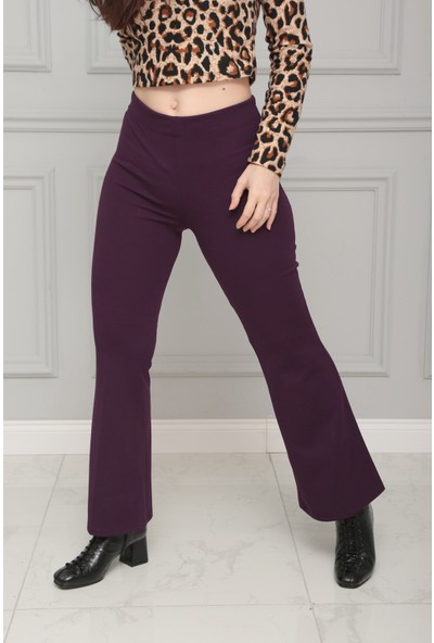 Yağızlar Kadın Mürdüm Ispanyol Paça Kumaş Pantolon Yağızlar Kadın Mürdüm Ispanyol Paça Kumaş Pantolon