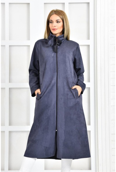 Yağızlar Kadın Lacivert Hakim Yaka Süet Kap