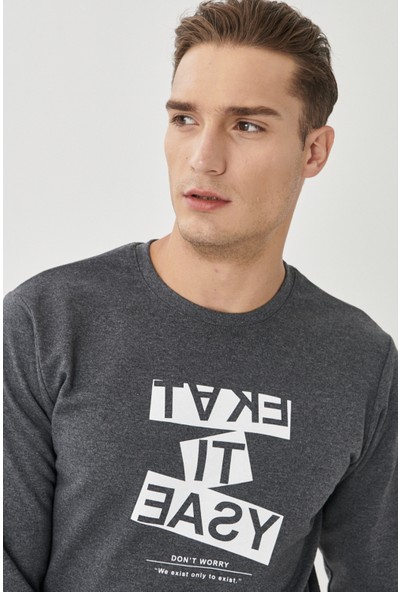 Ac&Co / Altınyıldız Classics Erkek Antrasit-Melanj Standart Fit Bisiklet Yaka Sweatshirt Ac&Co / Altınyıldız Classics Erkek Antrasit-Melanj Standart Fit Bisiklet Yaka Sweatshirt
