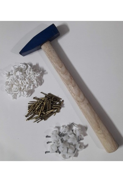 Selman Usta Çekiç,50 Duvar Çivisi,25 Korniş Kilidi,25 Kablo Kroşeli Set