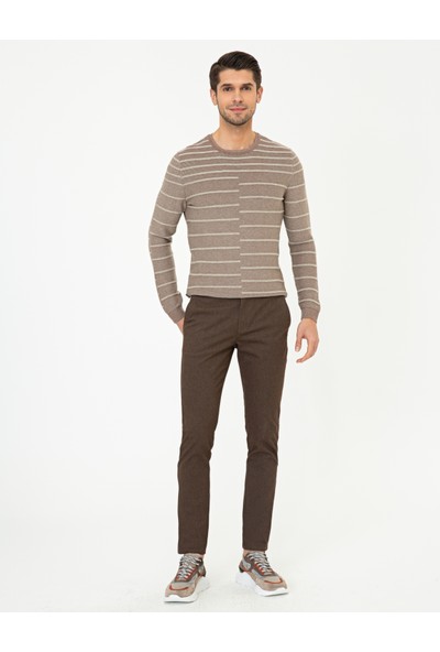 Pierre Cardin Kahverengi Slim Fit Chino Pantolon 50250406-VR029