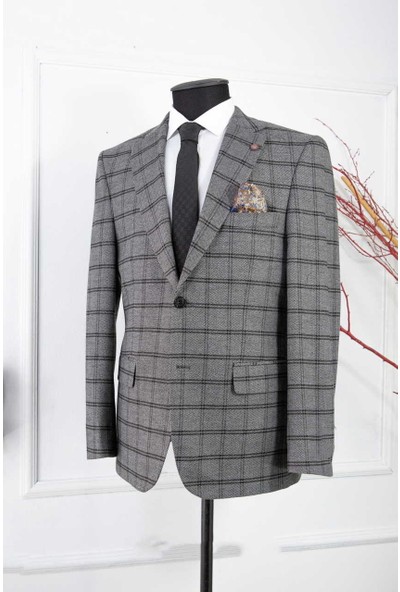 Mhz 0103 Gri Siyah Ekoseli 4 Drop Ceket Mhz 0103 Gri Siyah Ekoseli 4 Drop Ceket