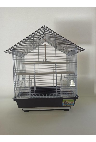 EuroGold Kuş Kafesi 34.5 x 28 x 45.5 cm Siyah Muhabbet ve Kanarya Için Renkli Kafes