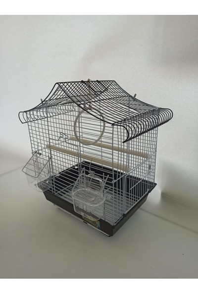 EuroGold Kuş Kafesi Üçgen Çatılı 28 x 22 x 39 cm Siyah Muhabbet Kanarya