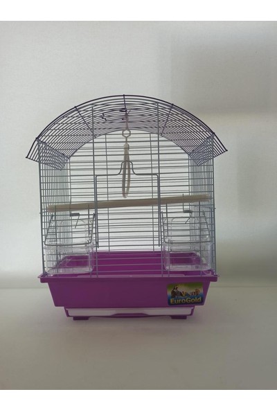 EuroGold Pet Cage Kafes Renkli 30 x 23 x 39 cm Mor Muhabbet Kanarya
