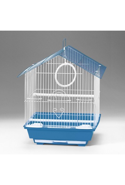 EuroGold Üçgen Çatılı Kanarya Muhabbet Kuşu İçin Kuş Kafesi Mavi 30 x 23 x 39 cm