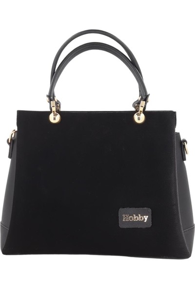 Hobby 22001 Baskılı Deri Kadın El ve Omuz Çantası Siyah