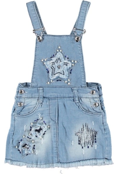 Paketle Express Yıldız Incili Kız Etekli Kot Slopet 3/7 Yaş