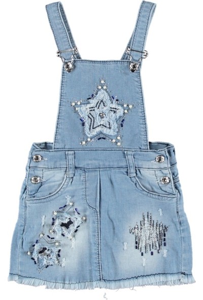 Paketle Express Yıldız Incili Kız Etekli Kot Slopet 8/12 Yaş