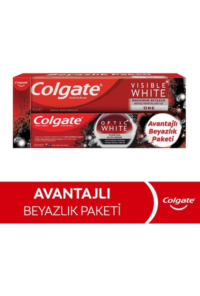 Colgate Optik White Diş Macunu 50 ml ve Visible White Diş Macunu 75 ml Seti Colgate Optik White Diş Macunu 50 ml ve Visible White Diş Macunu 75 ml Seti