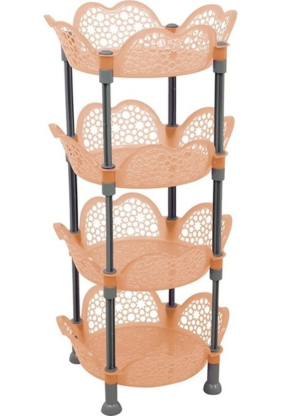 Sağlam Plastik Motif Yuvarlak Sebzelik Pembe