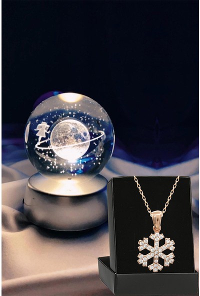 Zemtigo Renk Değiştiren LED Işıklı Cam Satürn Kız Küre Dolunay Lamba Kristal Top ve Kar Tanesi Kolye Zemtigo Renk Değiştiren LED Işıklı Cam Satürn Kız Küre Dolunay Lamba Kristal Top ve Kar Tanesi Kolye