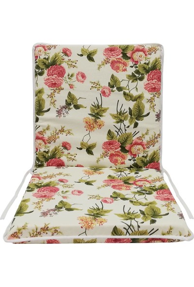 Sandalye Minderi Arkalıklı Lastikli Fermuarlı Süngerli Ingiliz Gülü Yıkanabilir