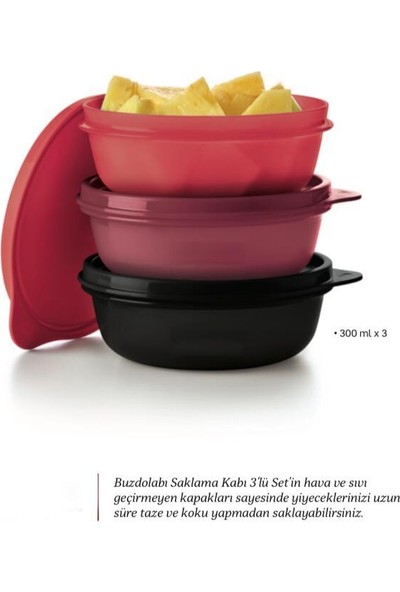 Tupperware 3'lü Buzdolabı Saklama Kabı 300 ml