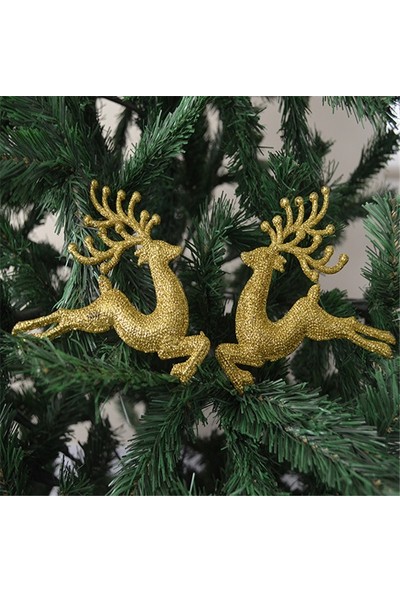 Asel Yılbaşı Ağacı Sarı Geyik Süs 2'li