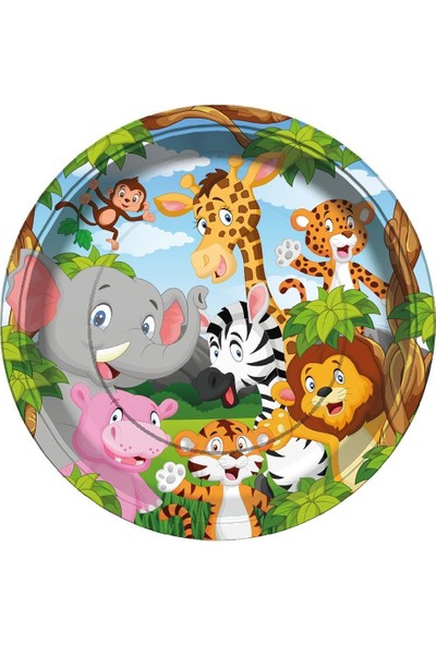 Balonevi Safari Temalı 8 Adet Kağıt Tabak 23 cm