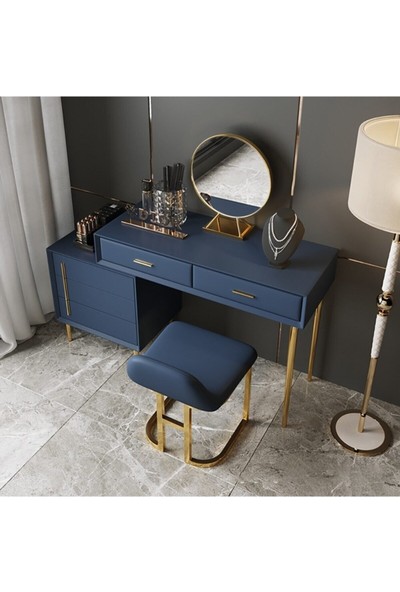Arvell Arvel Vanita Modern Tuvalet Masası Mavi Set ,5 Çekmeceli Dolap , Tabure ve Ayna Dahil Arvell Arvel Vanita Modern Tuvalet Masası Mavi Set ,5 Çekmeceli Dolap , Tabure ve Ayna Dahil
