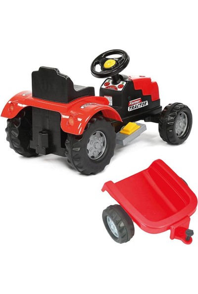 Uj Toys Farmer Römorklu Akülü Traktör 6V Kırmızı Uj Toys Farmer Römorklu Akülü Traktör 6V Kırmızı