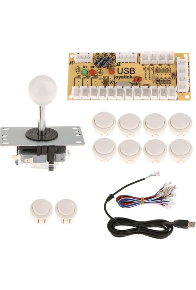 Flameer Arcade Dıy Kitleri Usb Kodlayıcı Pc Joystick İle 5 Pin + 10 Itme Düğmeleri Beyaz (Yurt Dışından) Flameer Arcade Dıy Kitleri Usb Kodlayıcı Pc Joystick İle 5 Pin + 10 Itme Düğmeleri Beyaz (Yurt Dışından)