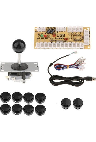 Flameer Arcade Dıy Kitleri Usb Kodlayıcı Pc Joystick İle 5 Pin + 10 Itme Düğmeleri Siyah (Yurt Dışından) Flameer Arcade Dıy Kitleri Usb Kodlayıcı Pc Joystick İle 5 Pin + 10 Itme Düğmeleri Siyah (Yurt Dışından)