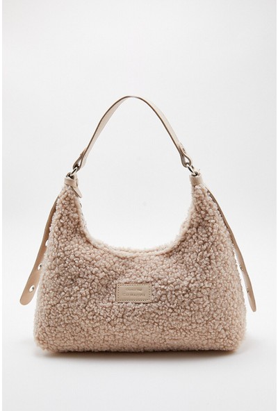 Tecer Kadın Suni Kürklü Dokuma Baguette Çanta