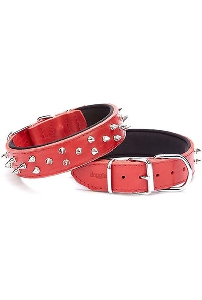 Doggie Comfort Deri Çivili Köpek Boyun Tasması Large Kırmızı 4X57-65 cm Doggie Comfort Deri Çivili Köpek Boyun Tasması Large Kırmızı 4X57-65 cm