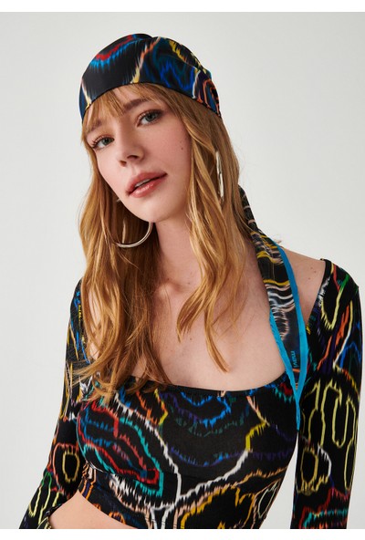 Mavi Kadın Mavi X İstanbul İkat Desenli Siyah Bandana 1910412-900