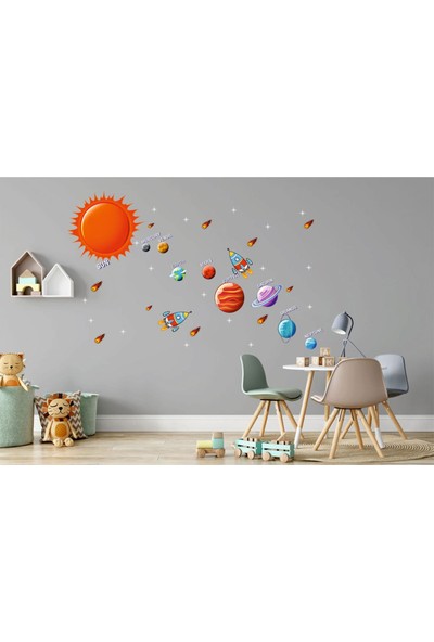 GK Evim Çoçuklar Içi̇n Eği̇ti̇ci̇ Uzay Gezegenler Cam ve Duvar Sti̇cker