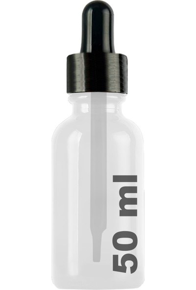 Afracam Şeffaf 50 ml Metal Siyah Sızdırmaz Kapaklı Dropper Damlalık Cam Şişe