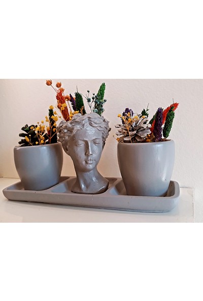 Sağnak Hobi Tasarım Trio Helen Üçlü Beton Saksı Set