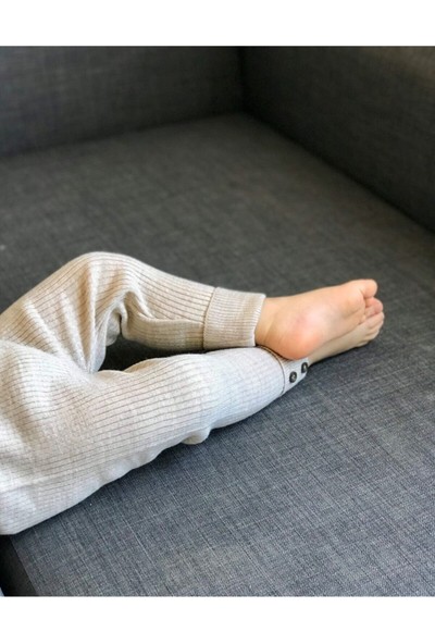 Gogo Bici Meriç Bebe Düğme Detaylı Fitilli Bebek Triko Tayt