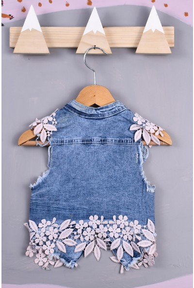 Seramis Brodeli Çicekli Kot Yelek