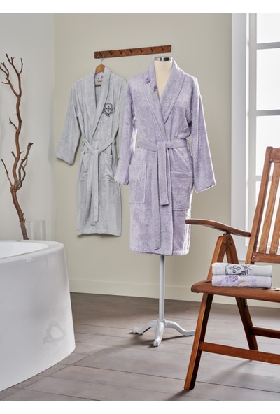 Taç Soft Bamboo May Çift Kişilik Bambu Aile Seti Lavanta - Gri