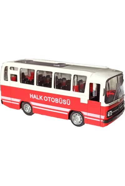 Pop Şeker Oyuncak Metal Halk Otobüsü Pilli Sesli Işıklı Çek Bırak Özellikli Kırmızı Halk Otobüsü