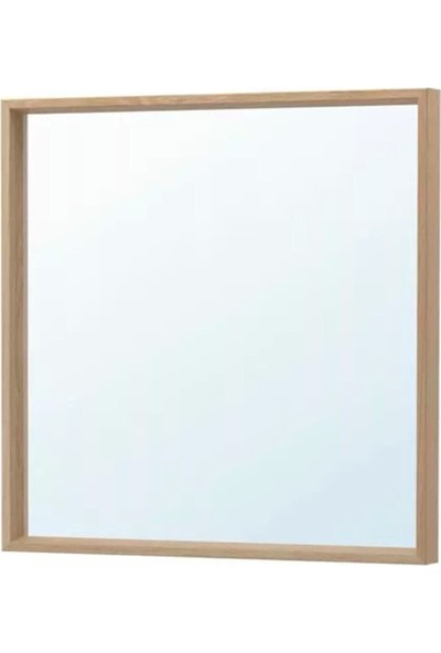 Meg Dekoratif Nissedal Meşe Rengi Ahşap Çerçeveli Banyo ve Duvar Aynası 65X65 cm