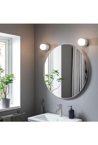 Meg Dekoratif Gri Alüminyum Çerçeveli Büyük Yuvarlak Ayna Lindbyn 80 cm Çap