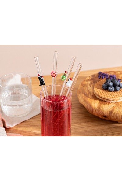 English Home Winter Tree Porselen 4'lü Pıpet 20 cm Kırmızı - Yeşil