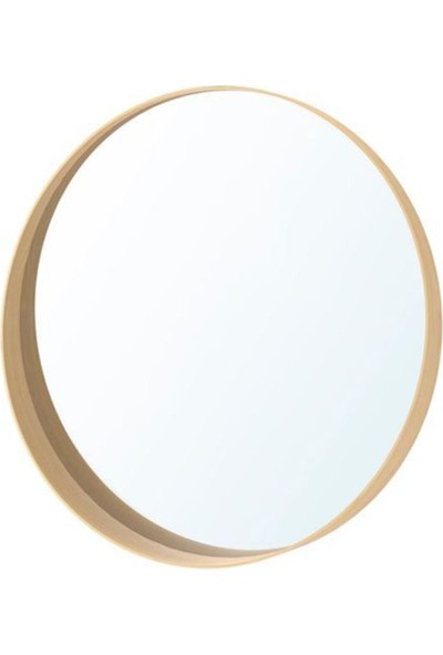 Meg Dekoratif Dişbudak Kaplama Ahşap Çerçeveli Büyük Yuvarlak Ayna Stockholm 80 cm Çap