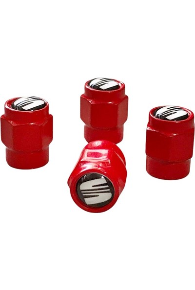 Seat Kırmızı Sibop Kapağı - Seat Lüks Sibop Kapağı - Seat - 4 Adet