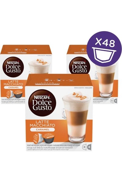 Nescafe Dolce Gusto Latte Macchiato Caramel Kapsül Kahve 16'lı x 3 Kutu Nescafe Dolce Gusto Latte Macchiato Caramel Kapsül Kahve 16'lı x 3 Kutu