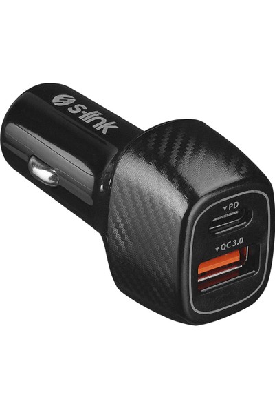 S-Link SL-AC51PD 36W Pd 3.0 Lightining 3.4A Hızlı Şarj Pd 18 W+Usb Qc 3.0 Siyah Araç Şarj Cihazı