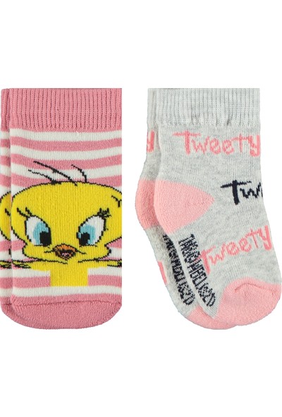 Tweety Kız Bebek 2'li Çorap Set 0-24 Ay Pudra