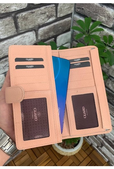 Guard Telefon Girişli Patlı Deri El Portföyü- Pudra