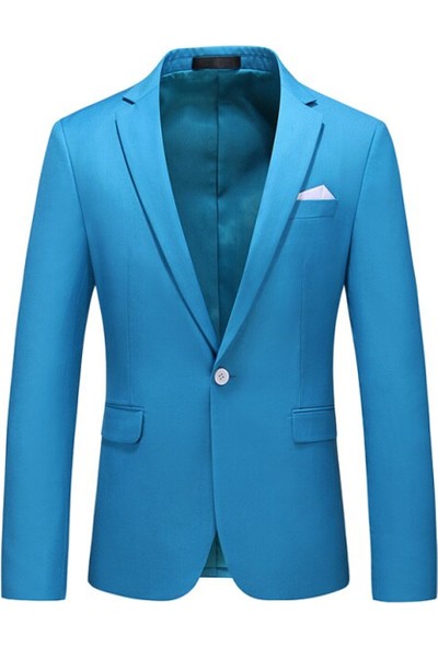 Dewsa Plus Mono Yaka Tek Düğme Slimfit Düz Turkuaz Erkek Ceket Dewsa Plus Mono Yaka Tek Düğme Slimfit Düz Turkuaz Erkek Ceket