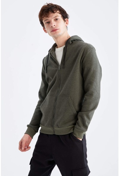DeFacto Slim Fit Kapüşonlu Fermuarlı Geri Dönüşümlü İçi Yumuşak Tüylü Hırka R4099AZ22SP DeFacto Slim Fit Kapüşonlu Fermuarlı Geri Dönüşümlü İçi Yumuşak Tüylü Hırka R4099AZ22SP