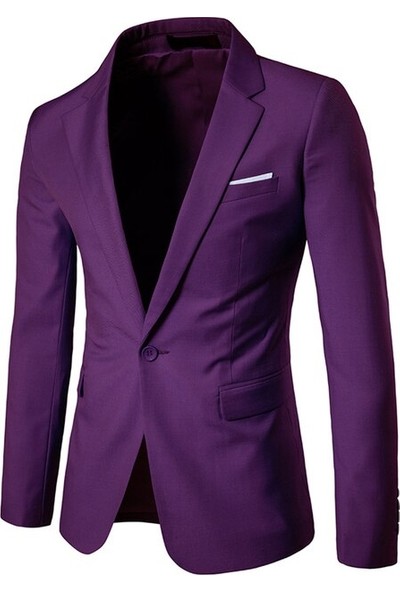 Dewsa Plus Mono Yaka Tek Düğme Slimfit Düz Mor Erkek Ceket Dewsa Plus Mono Yaka Tek Düğme Slimfit Düz Mor Erkek Ceket