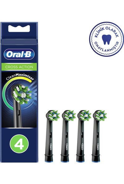 Oral-B Şarjlı Diş Fırçası Yedek Başlığı Siyah Cross Action 4'lü Oral-B Şarjlı Diş Fırçası Yedek Başlığı Siyah Cross Action 4'lü